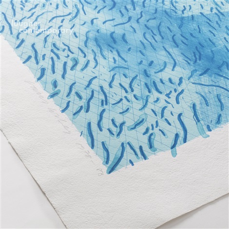 Lithograph of Water Made of Thick and Thin Lines and Two Light Blue ...