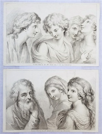 Set of Two Engravings after Cipriani Four Muses Father and Two ...