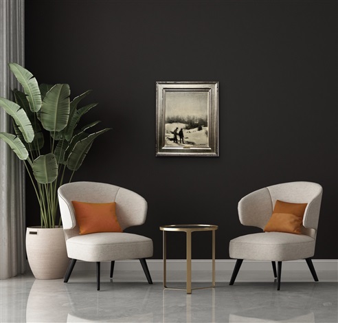 Sledders - Winter Scene - Kids playing on Snow Sleds c. 1950-60 by ...