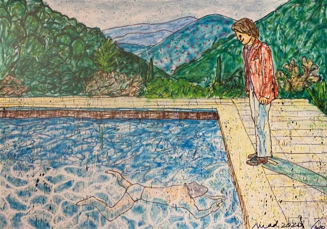 Portrait of an Artist Pool with Two Figures Ⅱ inspired by David Hockney ...