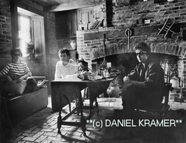Bob Dylan, Sara Dylan, and Victor Maymudes Watching Films, Woodstock, NY by Daniel Kramer on artnet