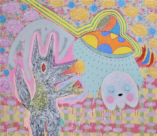 Radiant Wolf with UFO Ghost Abduction by Adam Handler on artnet