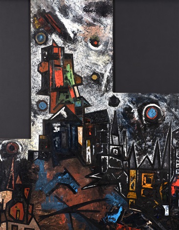 Untitled Townscape with Moons by Lancelot Ribeiro on artnet