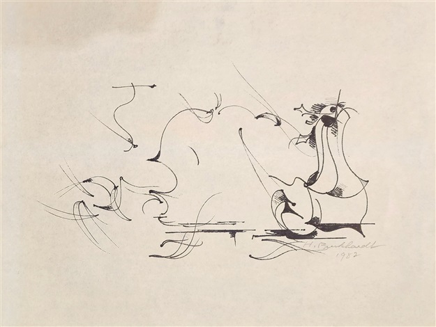 Abstract India ink drawing by Hans Gustav Burkhardt on artnet