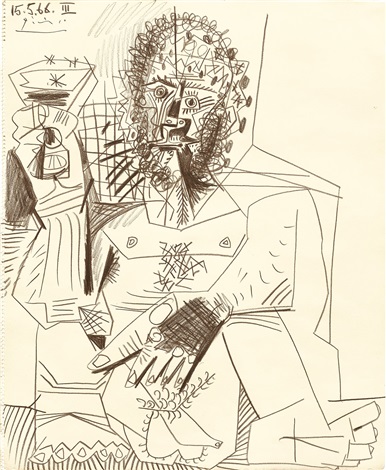 Homme à la coupe assis by Pablo Picasso on artnet