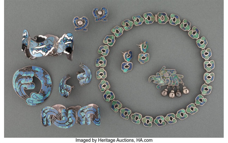 An Eleven-Piece Collection of Los Castillo Margot de Taxco Enameled and ...
