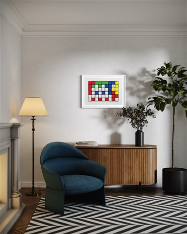 Six Cubes BlueYellow by Invader on artnet