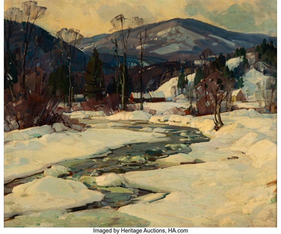 Snowy Landscape and Stream, Vermont by Aldro Thompson Hibbard on artnet