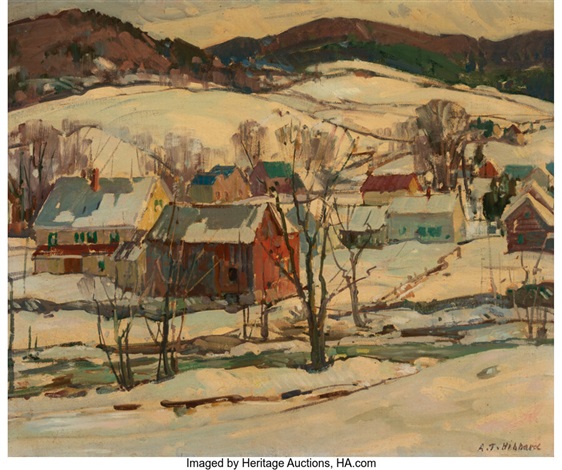 Snowy Landscape and Stream by Aldro Thompson Hibbard on artnet