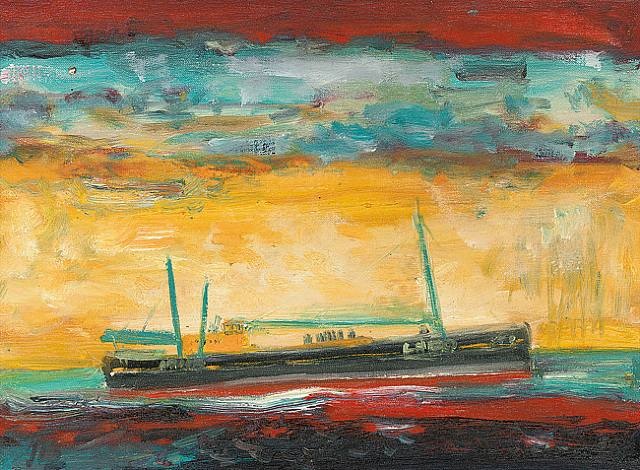 Fishing Trawler at Sunset by John Bellany on artnet