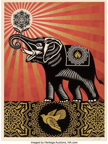Peace Elephant Misprint Edition by Shepard Fairey on artnet