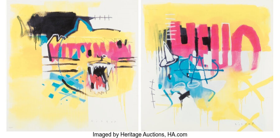 Kitty Man and Hello Kitty with Penguin set of 2 by Anthony Lister on artnet