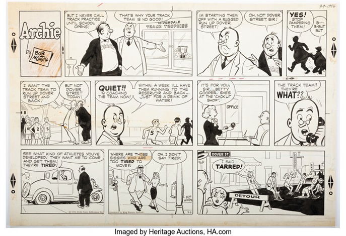 Bob Montana Archie Sunday Comic Strip Original Art dated 9-9-56 King ...