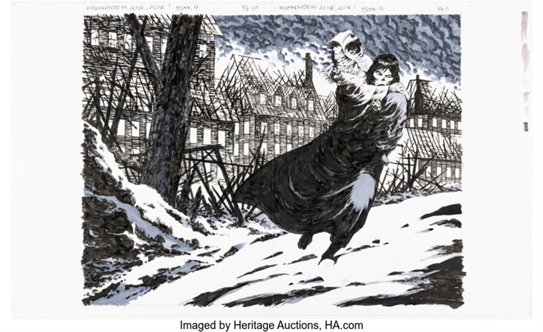 Bernie Wrightson Frankenstein Alive, Alive 4 Double Splash Pages 10 11 ...