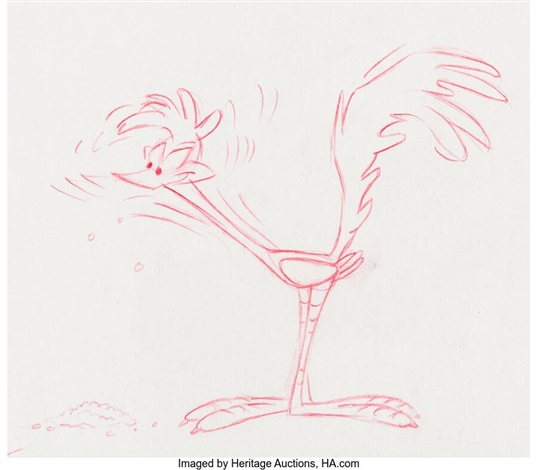Road Runner Publicity Drawing for Six Flags Brochure Warner Brothers, c ...
