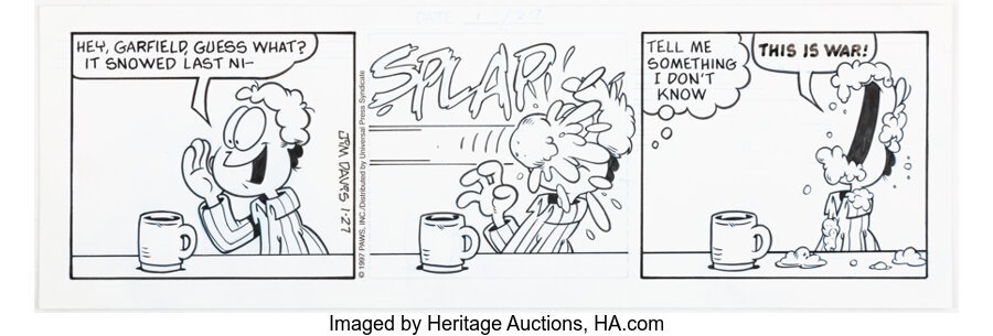 Jim Davis Garfield Daily Comic Strip Original Art dated 1-27-97 ...
