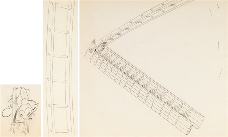 Mickeys Fire Brigade Mickey Mouse and Ladder Animation Drawing Group of ...