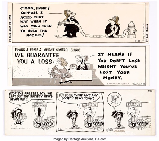 Bob Thaves and T. K. Ryan Daily Comic Strip Original Art Group of 3 ...