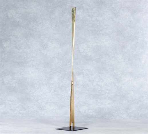 Sculpture made of brass mounted on a foot in black lacquered metal by ...