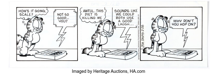 Jim Davis Garfield Daily Comic Strip Original Art dated 2-28-97 ...