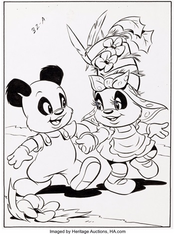 Walter Lantz Studios Andy Panda Paint Book Illustration Original Art ...