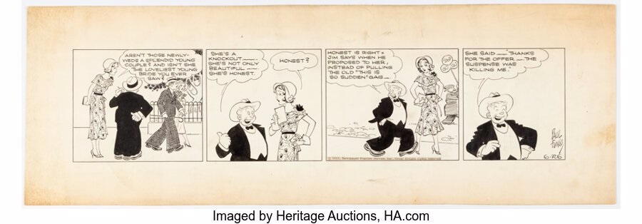 Paul Fung Dumb Dora Daily Comic Strip Original Art dated 6-26-31 ...