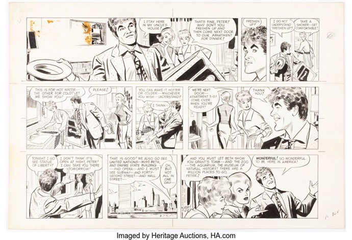 Alex Kotzky Apartment 3-G Sunday Comic Strip Original Art dated 3-20-66 ...