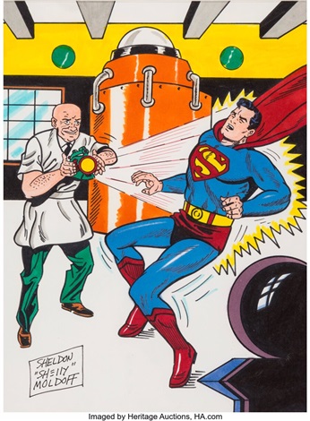 Sheldon Shelly Moldoff - Superman and Lex Luthor Illustration Original ...