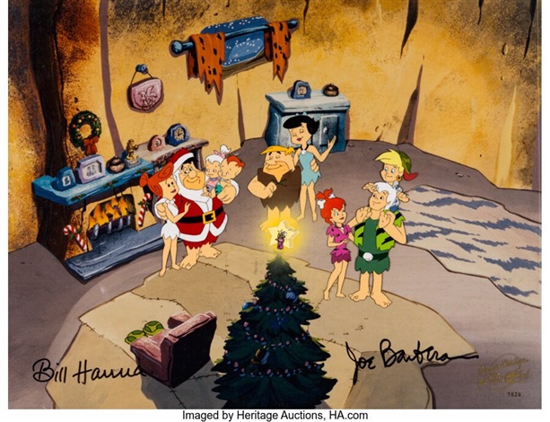 A Flintstone Family Christmas Production Cel Setup Signed by Bill Hanna ...