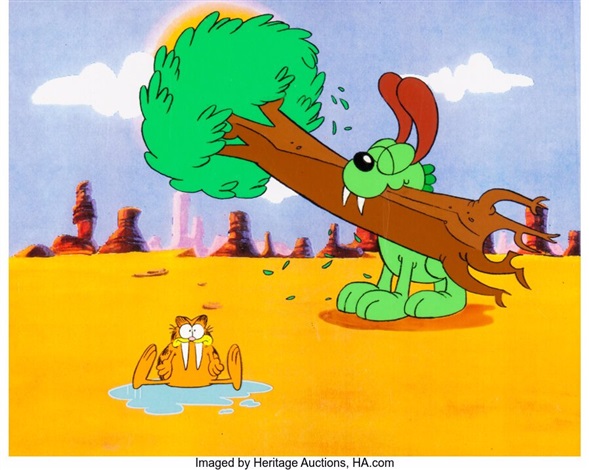 Garfield His 9 Lives Cave Cat Big Bob and Cave Cat Production Cel Setup ...