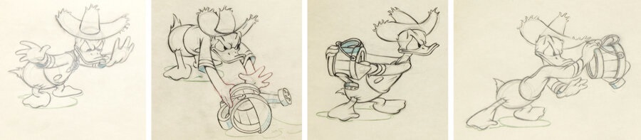 Donalds Garden Donald Duck Animation Drawing Sequence of 4 Walt Disney ...