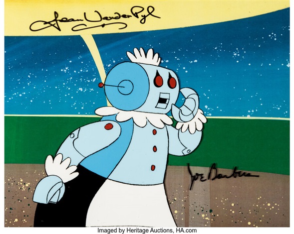 The Jetsons Rosie Production Cel Signed by Jean Vander Pyl and Joe Barbera Hanna-Barbera, c ...