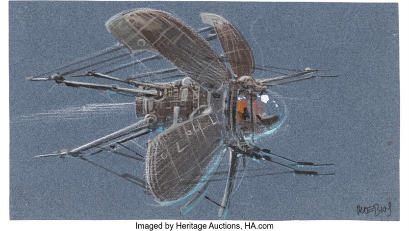 Jean Giraud Moebius TRON Solar Sailer Rare Concept Design Illustration ...