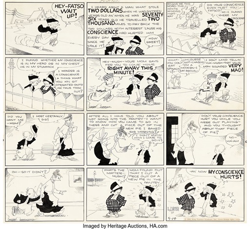 A.D. Ad Carter Just Kids Sunday Comic Strip Original Art dated 9-14-30 ...