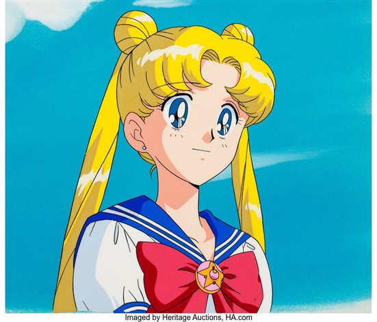 Sailor Moon Usagi Tsukino Production Cel, Production Background Toei Animation, c. 1992-97 by ...