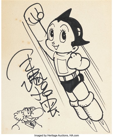 Osamu Tezuka Astro Boy and Dr Ochanomizu Specialty Illustration Original Art Undated.... Total 2 ...