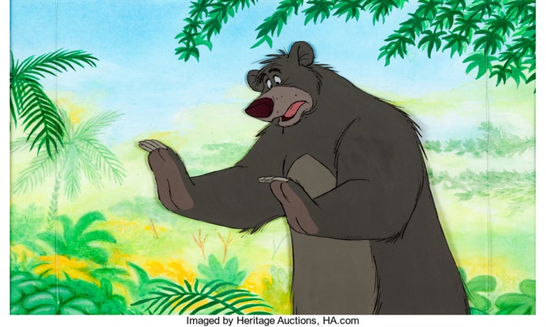 The Jungle Book Baloo Production Cel on a Master Production Background ...