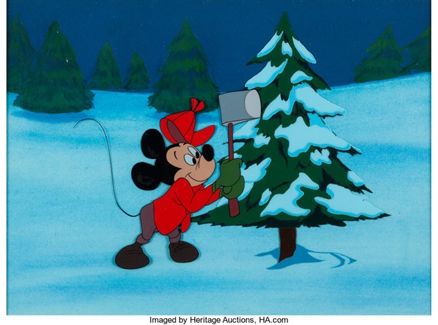 Plutos Christmas Tree Mickey Mouse Production Cel Setup with Key Master ...