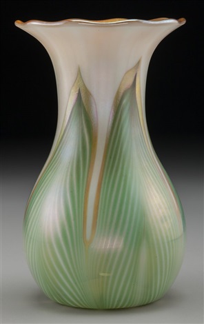 A Quezal Feather-Pulled Iridescent Glass Vase, Queens, New York, circa ...
