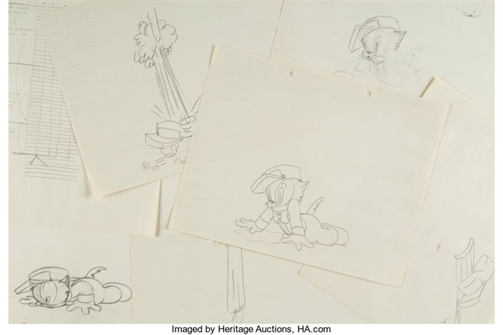 The Night Watchman Kid Animation Drawings Sequence of 7 Warner Brothers ...