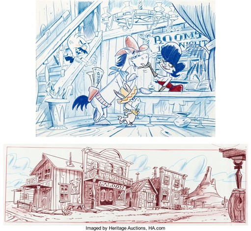 The Quick Draw McGraw Special Background Layout Drawing Group of 2 ...