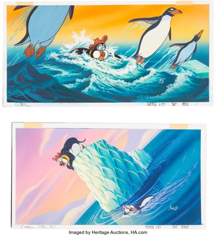 The Pebble and the Penguin Painted Storyboard Art Group of 10 Don Bluth ...