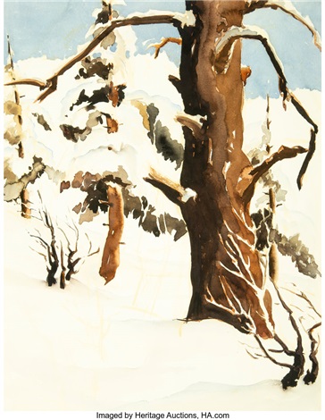 The Art of Elmer Plummer Winter Scene Painting Walt Disney, c. 1930s by ...