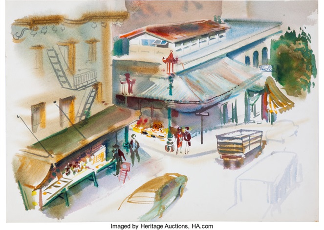 The Art of Retta Scott Chinatown Painting Original Art Walt Disney, c ...