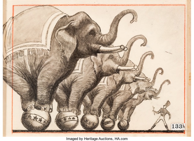Dumbo Ringmaster Storyboard Original Art Walt Disney, 1941 by Walt ...