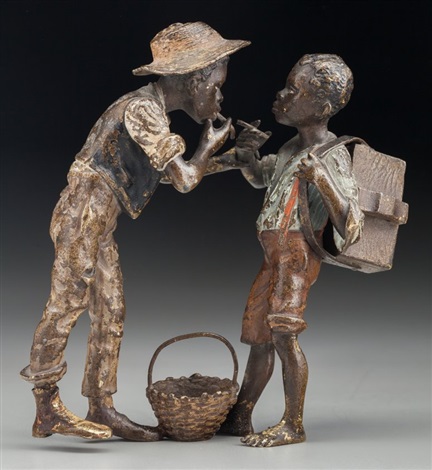 Two boys smoking cigarettes by Franz Bergman on artnet
