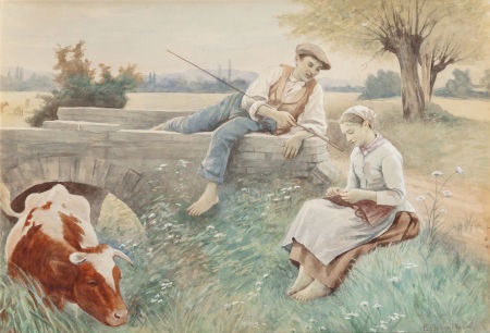 Courting by the Stream by Edouard Bernard Debat-Ponsan on artnet