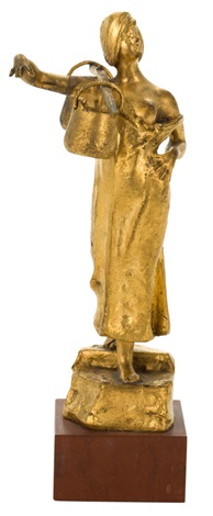 A woman carrying two water buckets by Alphonse Emmanuel de Moncel de ...