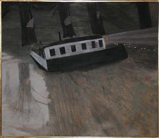 Moths flying into the light of the barge by Mary Newcomb on artnet