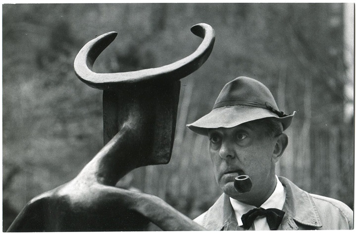 Jacques tati looking at sculpture, moma sculpture garden by Yale Joel ...